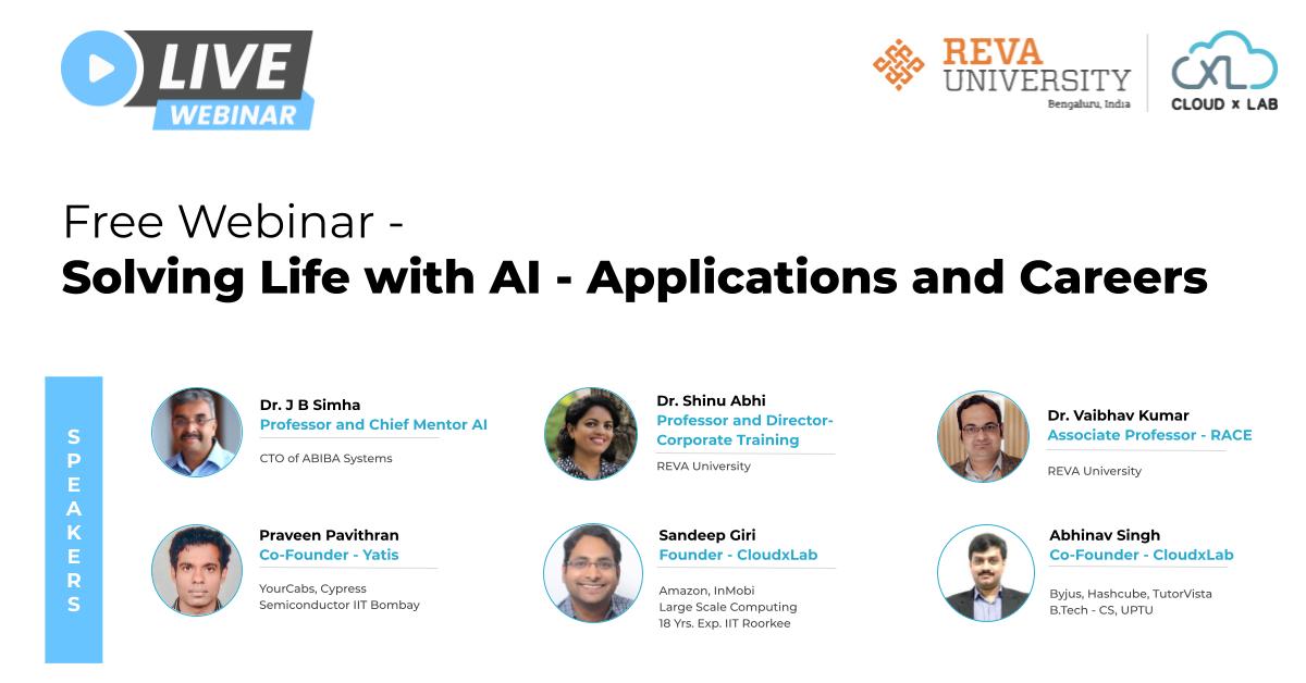 Free Webinar - Solving Life with AI - Applications and Careers | CloudxLab